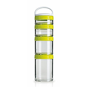 BlenderBottle GoStak Twist n' Lock Storage Jars, 4-Piece Starter Pak, Green