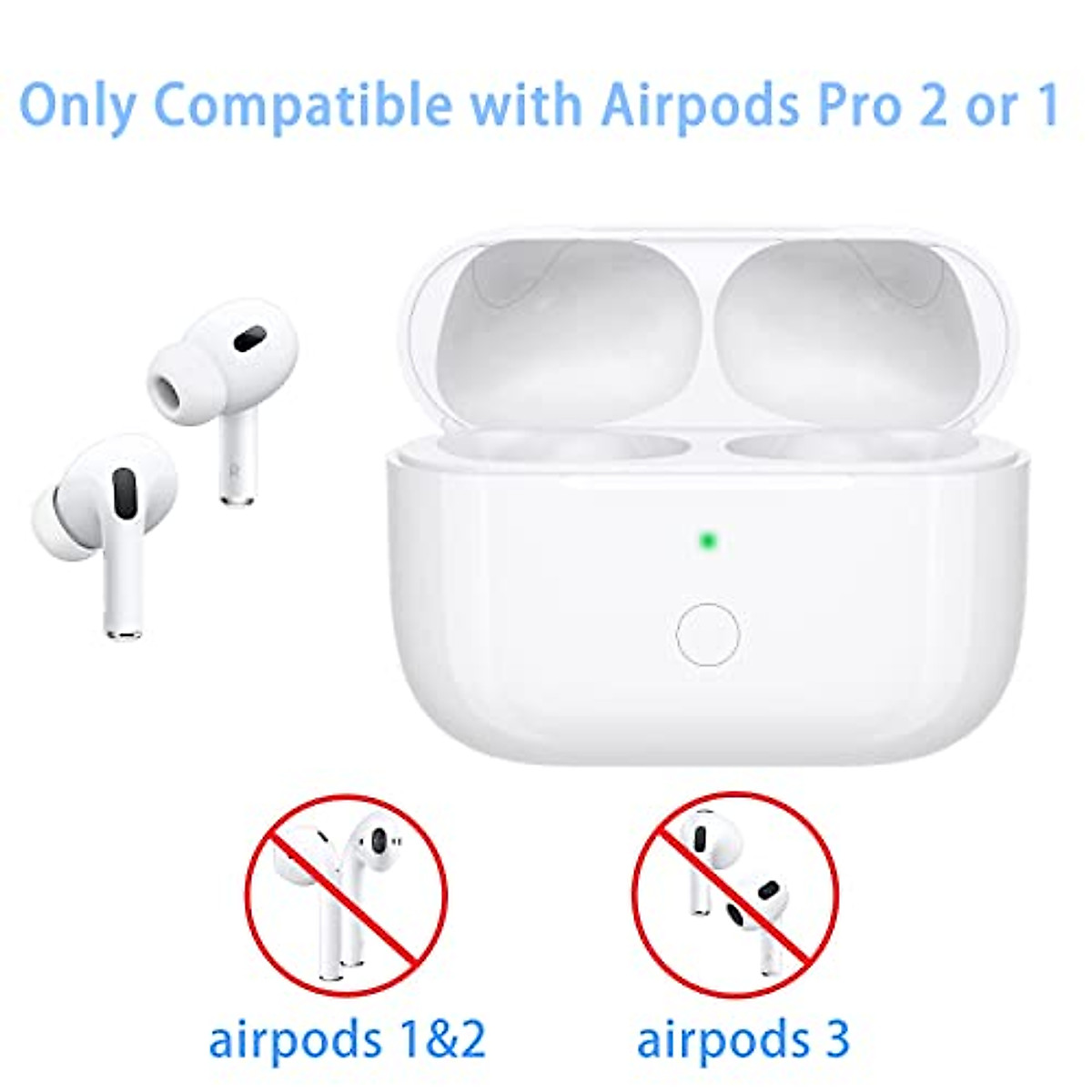 Compatible for AirPods Pro 2nd Generation Charging Case, Pro Charging Case Replacement with Sync Button and Buid in 660 mAH Battery(No Earbuds)