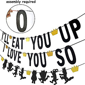 I'll Eat You Up I Love You So Banner Garland for Where The Wild Things are Birthday Party Wild one Birthday Photo Prop Decorations
