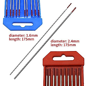 TIG Welding Tungsten Electrodes 2% Thoriated (Red, WT20) 10-Pack (1/16") Premium Tig Welding Electrodes for Tig Welding Accessories(10PCS)