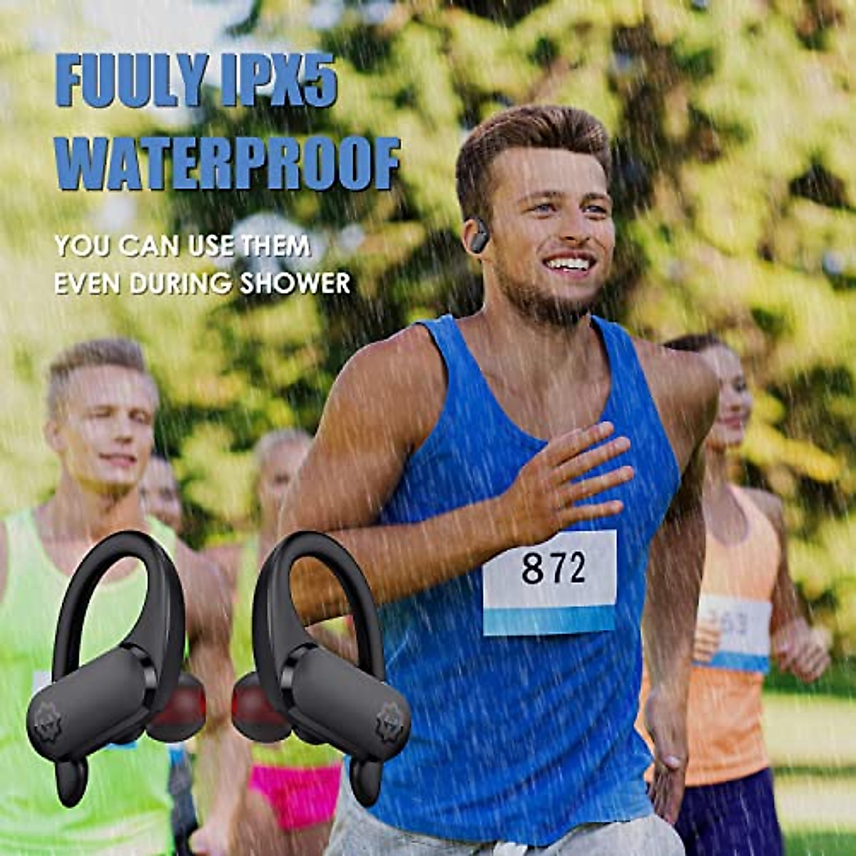 WixGear Sport Wireless Earbuds, Bluetooth 5.0 Wireless Over Ear Sport Headphones with Touch Control, and Charging Case Stereo Deep Bass Sound,30H Playtime Sweat-Proof Bluetooth Earphones with Mic