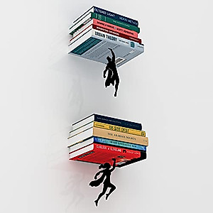 Artori Design Floating Bookshelf for Kids, Invisible Metal Book Shelf, Wall Decore Book Lovers Bookshelf (Wondershelf+Supershelf)