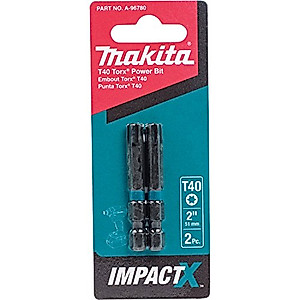 Makita A-96780 Impactx T40 Torx 2″ Power Bit, 2 Pack