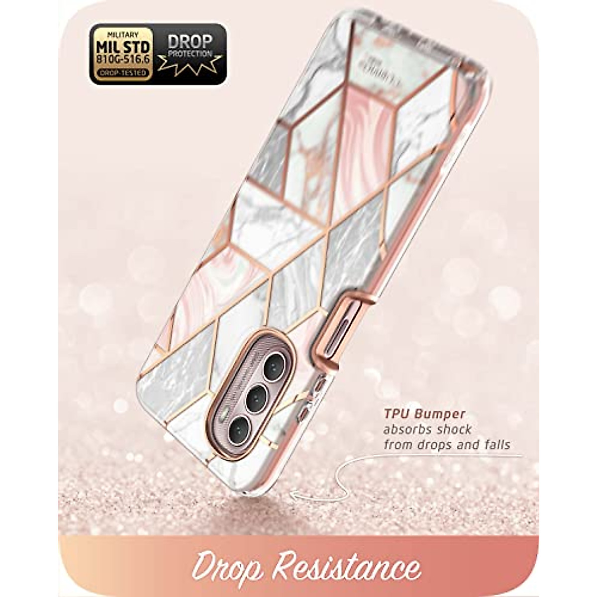 i-Blason Cosmo Series Designed for Moto G Stylus 5G Case (2022) [Not for 4G Version& 2020/2021 Version], Slim Stylish Protective Case with Built-in Screen Protector (Marble)