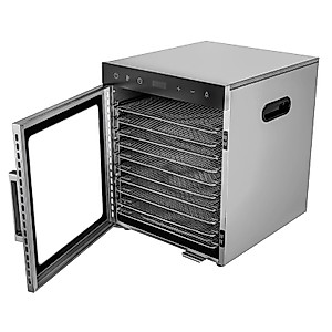 Xlsdlvcnxz 800W Commercial Food Dehydrator,10/12 Trays Stainless Steel Trays,Food Dehydrator Machine with Digital Temperature and Timer for Food and Jerky, Herbs, Veggies, Fruits (10-tray)