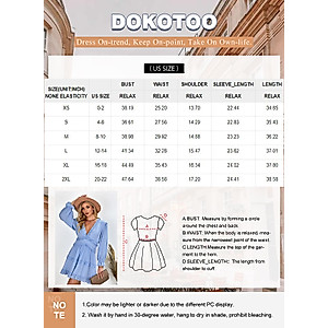 Dokotoo Womens Cute Summer Spring Casual Sexy Deep V Neck Ruffle Chiffon Lantern Long Sleeve Elegant Boho Hawaiian Flowy Mini Short Skirt Dresses for Women Party 2025 Red Small