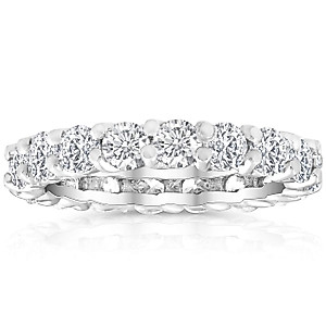 2 Ct Lab Created Moissanite Eternity Ring Womens Wedding Band 14k White Gold - Size 6