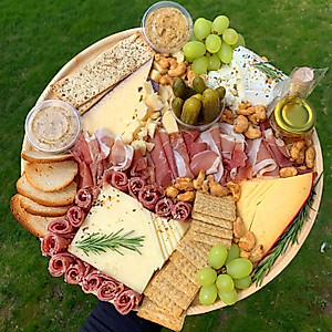 Naturally Chic Palm Leaf Trays – 13 Inch Round - Bamboo Like, Eco Friendly, Disposable, Compostable and Biodegradable Serving Platters for Charcuterie Boards, Catering and Parties