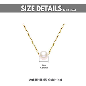 Solid 14K Gold Pearl Necklace for Women, Sliding pearl design, Real 7.5mm Freshwater Cultured Pearl Pendant Necklace Love Jewelry Gift for Her, Mom, Wife, Girl 16"-18"