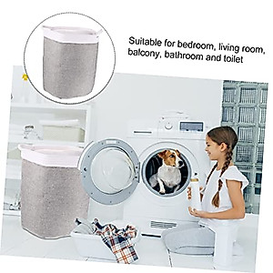 OKUMEYR Laundry Basket Toy Baskets Woven Storage Baskets Wicker Basket Clothes Hamper Wicker Storage Bins Wicker Laundry Hamper Gray Baskets Foldable Clothes Basket Grey Cotton Rope