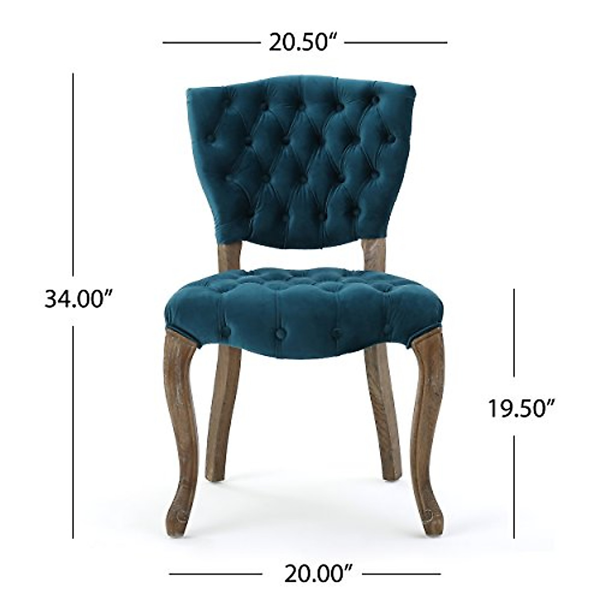 Christopher Knight Home Bates Tufted Velvet Fabric Dining Chairs, 2-Pcs Set, Dark Teal