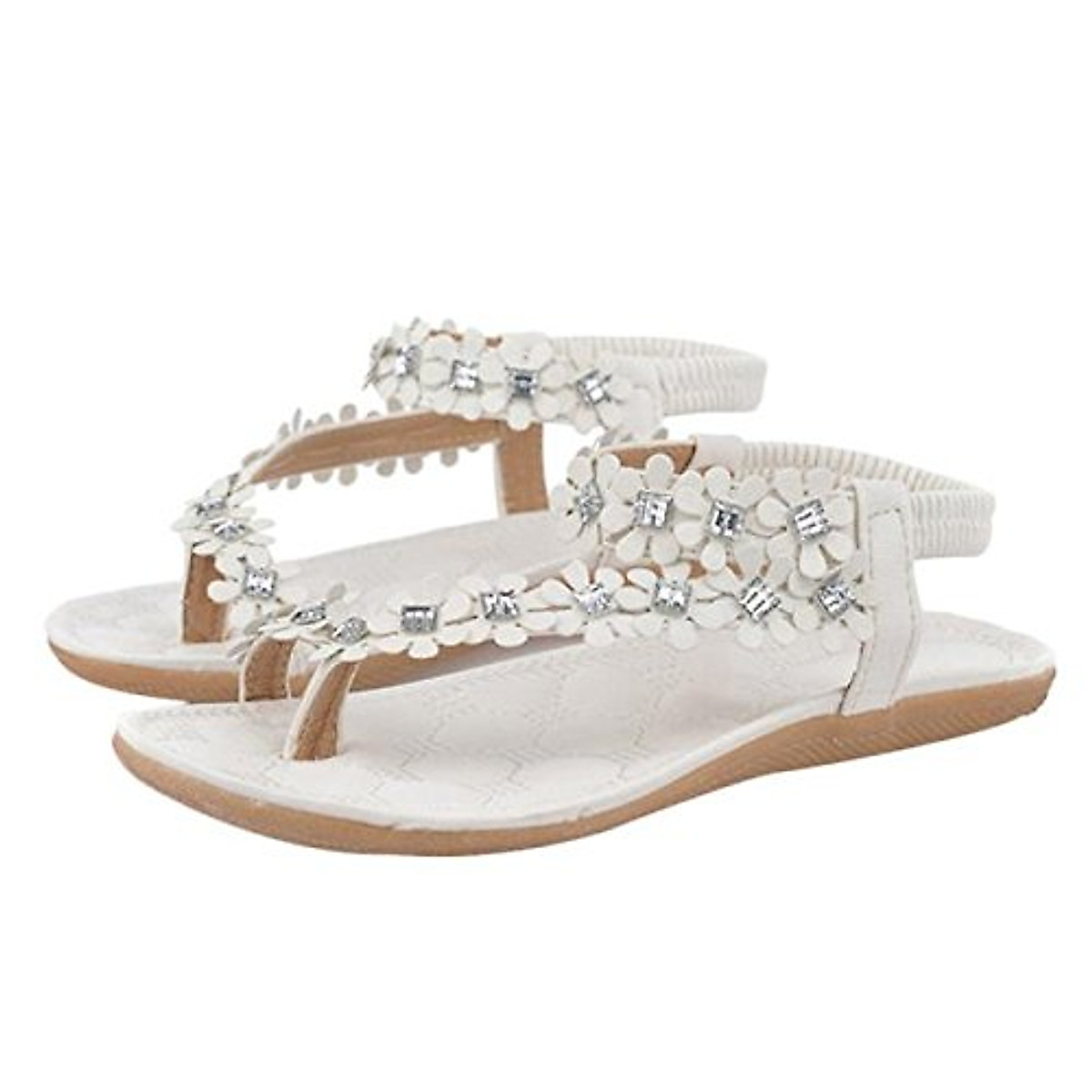 Highly Recommend Great Value Flip-Flop Women Summer Bohemia Flower Beads Flip-Flop Shoes Flat Sandals