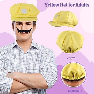 PIIDUOO Wario Costume Adult Halloween - Wario Yellow Hat Mustache Gloves Buttons Suspenders Accessories for Men & Women Cosplay