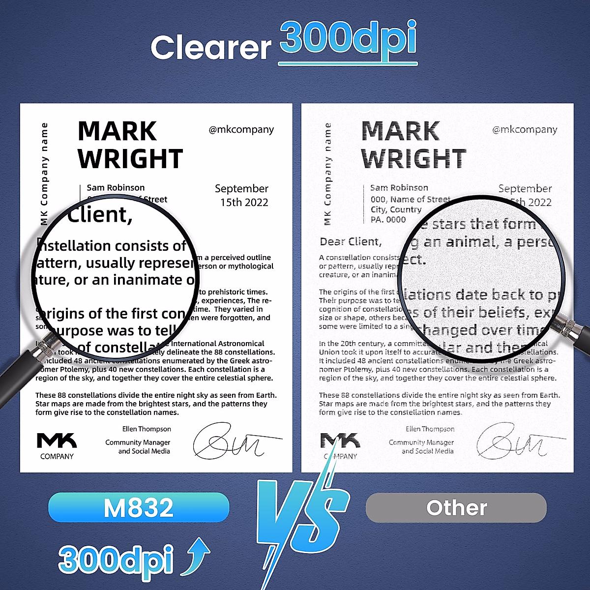 Portable Printer Wireless for Travel and Home Office - Upgarde Inkless Portable Printer with Inner Paper Bin, Thermal Portable Printer Compact Printer Support US Letter and Multiple Sizes