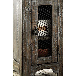 Signature Design by Ashley Danell Ridge Rustic Chair Side End Table with Double Cabinet Doors and 1 Storage Shelf, Brown
