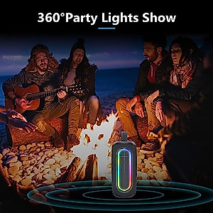 AWEI Loud Bluetooth Speakers, 40W Deep Bass Portable Wireless Speaker, Build-in MIC, IPX7 Waterproof with Dynamic RGB Light, Outdoor Bluetooth Speaker Via Bluetooth 5.3/3.5mm Aux-in/TF Card Connection