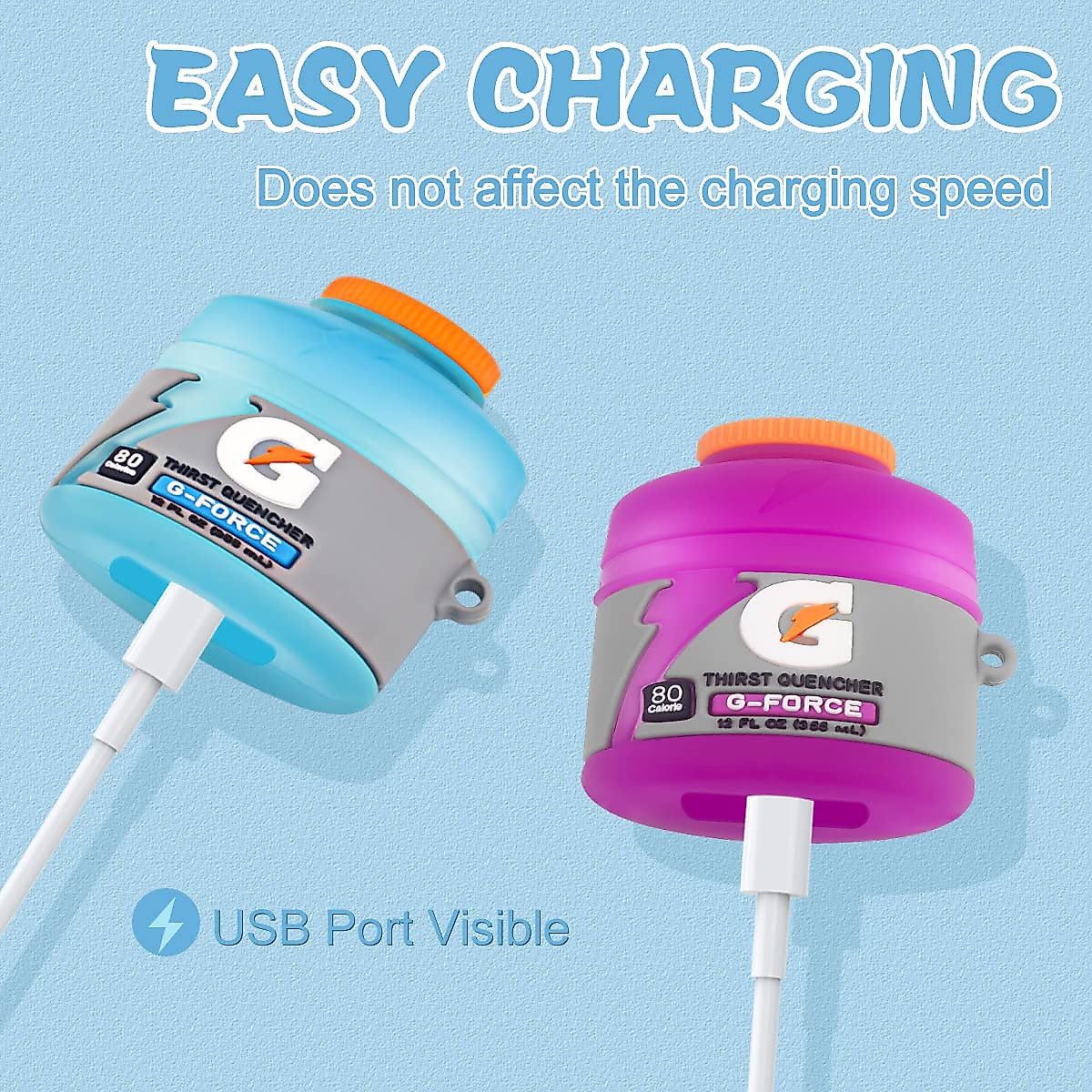 3 Pack Case for AirPods Pro 2nd Generation, Funny Fun Cartoon Food Sport Drinks Bottle Cover, Soft Silicone Cute Design Kawaii AirPods Pro 2/Pro Shell Protective for Keychain Lanyard Women Kids Girls