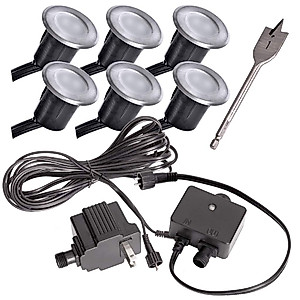 Sterno Home Paradise GL28100BS6 Low Voltage Metal Deck Light, Brushed Stainless Steel, 6-Pack, Stailess Steel