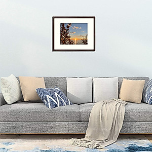 Golden State Art, 16x20 Picture Frames with Mat for 11x14 or 16x20 Picture Collage Gallery Wall Frame with Real Glass, Brown, 2 Pack