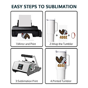 OFFNOVA 40oz Sublimation Tumblers with Handle, Stainless Steel Coffee Tumbler Blank, Double Wall Vacuum Sublimation Travel Cups for Heat Press Printing