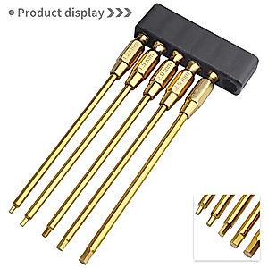 AllinRC 1.27mm 1.5mm 2.0mm 2.5mm 3.0mm Hex Bit Set Allen Wrench Drill Bits Compatible with Power Drills Impact Driver Electric Screwgun RC Tool Kit (5-Pack)