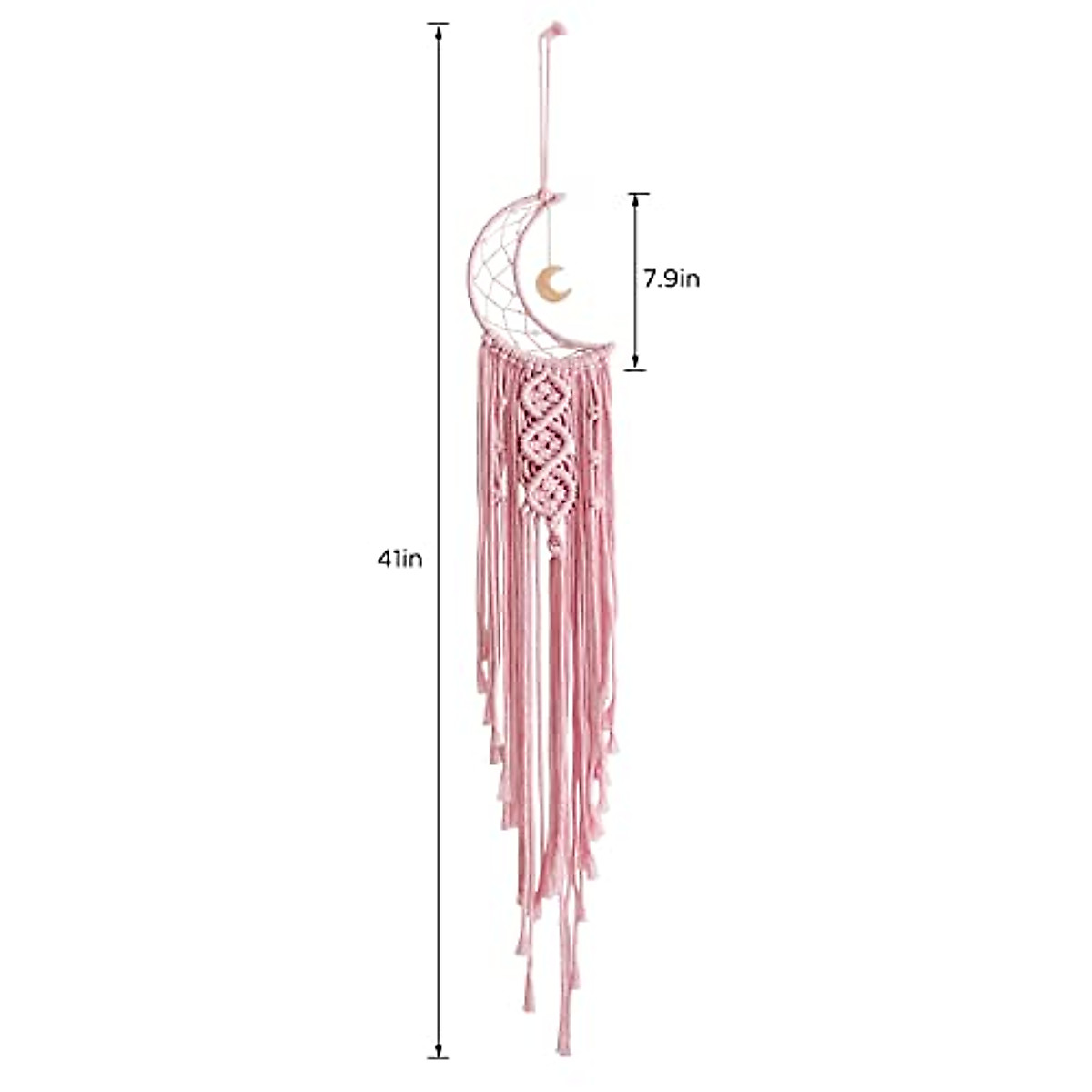 Pink Moon Dream Catcher with Light, Room and Boho Decor, Wall Decor, Gifts for Girl, Women, Bedroom Decor, Pink Décor and Gift, Birthday, Teen Girl Gifts