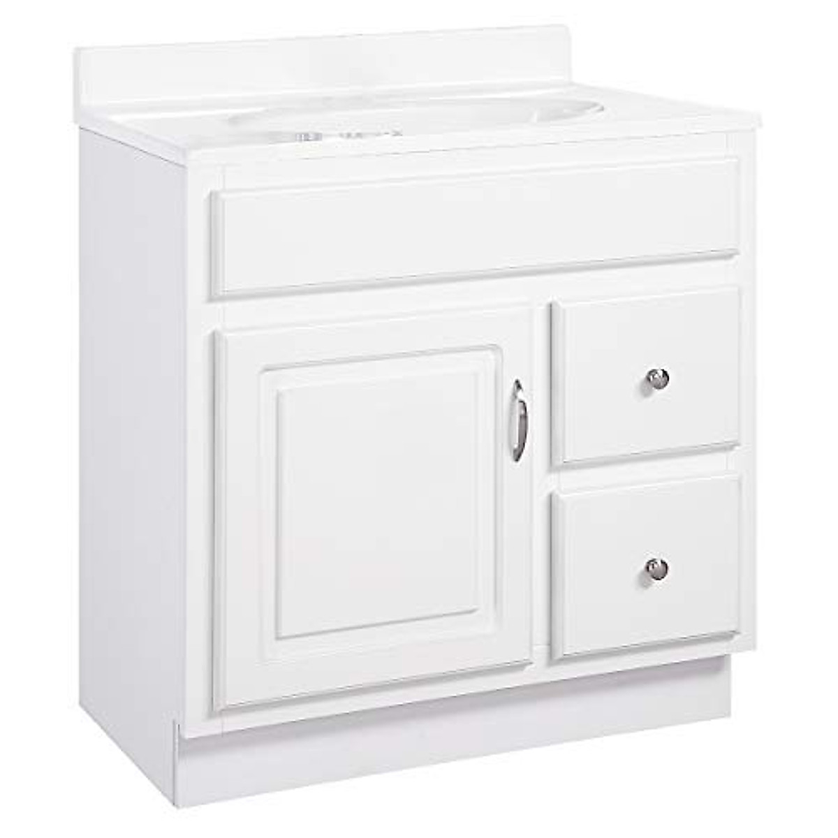 Design House Concord 30 Inch Bathroom Vanity, Ready to Assemble, Solid Wood, White, 587014