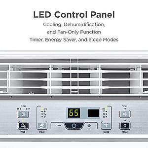 MIDEA EasyCool Window Air Conditioner - Cooling, Dehumidifier, Fan with remote control - 8,000 BTU, Rooms up to 350 Sq. Ft. (MAW08R1BWT Model) (Renewed)