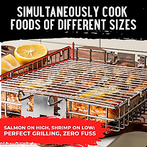 SHIZZO Adjustable Grill Basket, Barbecue BBQ Grilling, Stainless Steel Folding Portable Outdoor Camping Rack for Fish, Shrimp, Vegetables, Cooking Accessories, Gifts for father, husband
