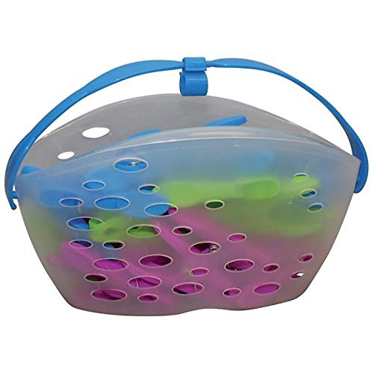 Strata Basket and Deluxe Clothespins, Heavy Duty Air-Drying Clothesline Laundry Clips w/ Rustproof Wire Spring, Durable Clothes Clips, 36 pc Plastic Clothes Pins & Basket for Easy Storage - Multicolor