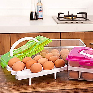 2-Tier Deviled Egg Container Deviled Egg Holder with Lid and Handle Removable Tray for Refrigerator Freezer Storage, Holds 24 Eggs (Green)