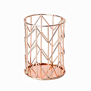 Pen Holder for Desk, Make Up Brush Holder Rose Gold Metal Wire Pencil Cup Holders