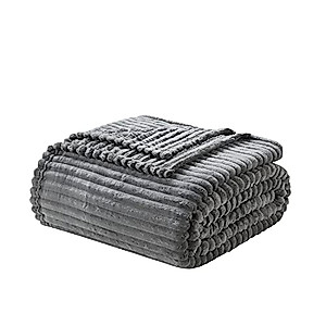 nestl Grey Fleece Blanket – Bed Blankets Queen Size, Lightweight Fuzzy Blanket, Super Soft Blanket, Queen Size Blanket for Bed, Cut Plush Blanket, 90 x 90 Inches Warm Cozy Queen Blanket