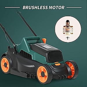 40V Lawn Mower Battery Powered, 13-Inch Cordless Rotary Mowers, 25Amp Push Grass Cutter with 7 Gal. Grass Catcher, 4Ah Battery& Charger