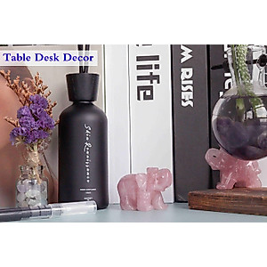 2" Rose Quartz Elephant Decor Healing Crystal Cute Polished Natural Stone Hand-Carved Big Pink Sculpture Statue Figurines Gemstone Energy Hippie Home Room Office Desk Decoration Gifts for Women Men