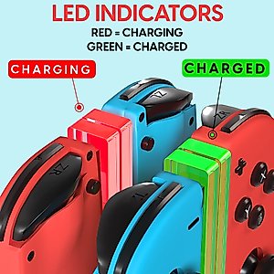 TALK WORKS Charging Dock Station Compatible with Nintendo Switch Joy-Con + OLED - Charger Base, Remote Accessories Docking Station for 4 Controllers