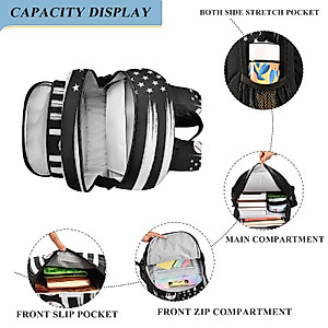 Glaphy American Flag Baseball Backpack School Bag Lightweight Laptop Backpack Students Travel Daypack with Reflective Stripes