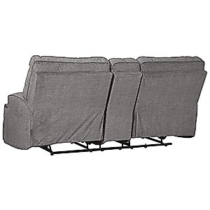 Signature Design by Ashley Coombs Double Reclining Power Loveseat w/Console, Charcoal