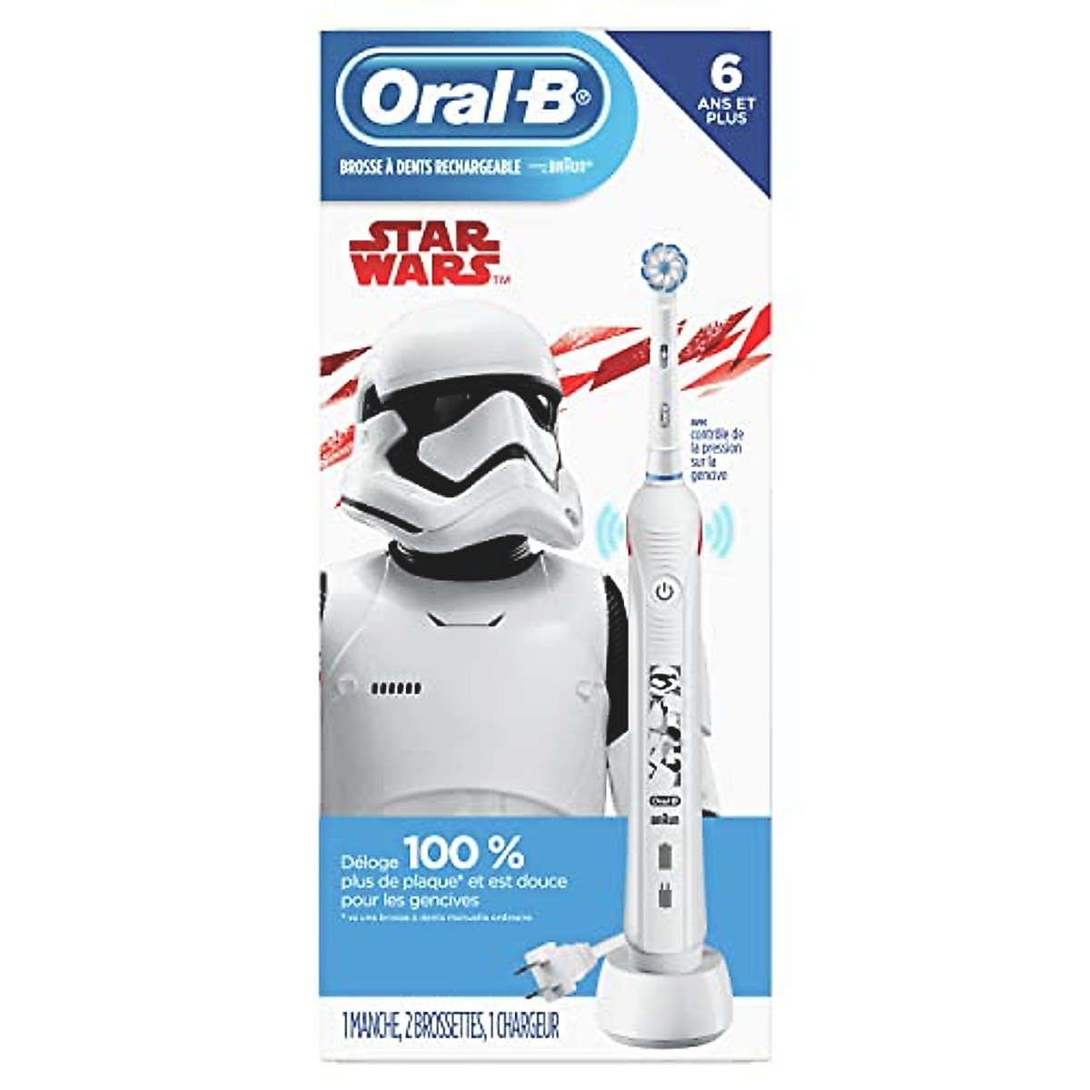 Oral-B Kids Electric Toothbrush with Replacement Brush Heads, Featuring Star Wars, for Kids 6+
