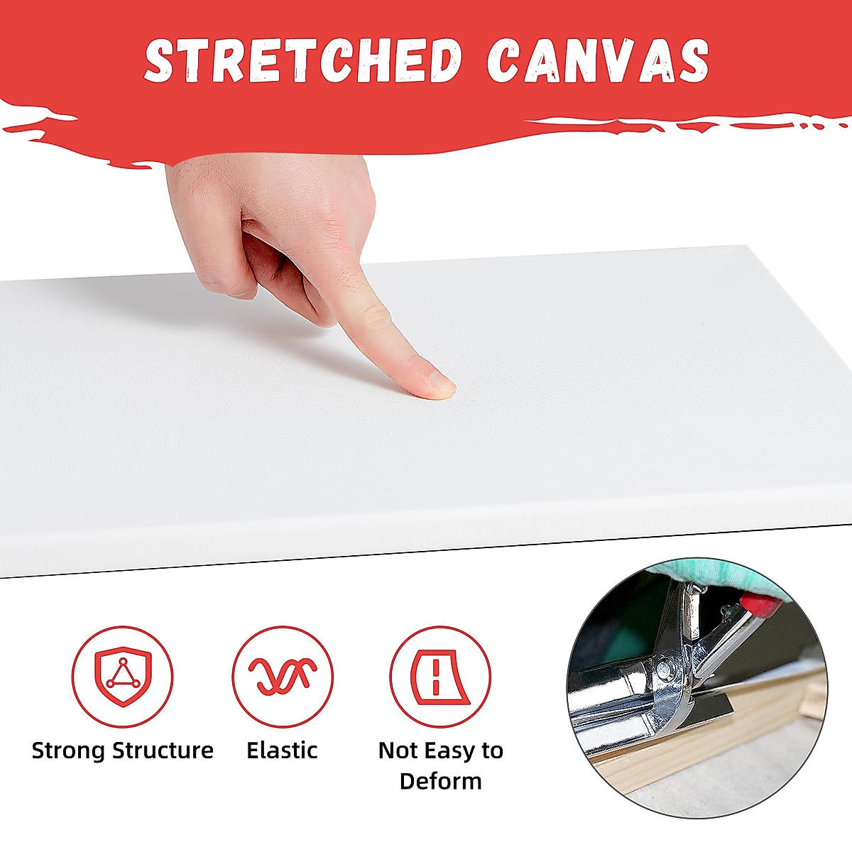 Simetufy 8x10 Inch Stretched Canvas for Painting, 12 Pack 100% Cotton Professional Blank Canvas, Canvases for Painting Using Acrylic Paint or Oil (Pre-Primed)
