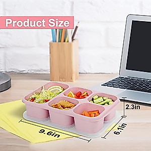Nuoqiuu 6 Pcs Bento Snack Containers, 5-Compartment Lunchable Containers, Reusable Meal Prep Container for Kids, Snack Storage Boxes for Toddler School