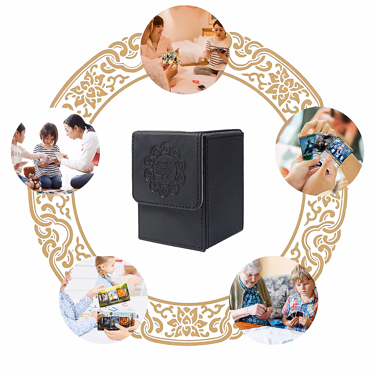 VERAGROW Card Deck Box for Cards Magnetic Deck Box, Commander Deck Box Fits Storage Boxes Card Holder Cases, PU Leather Strong Magnet Card Deck Case for card