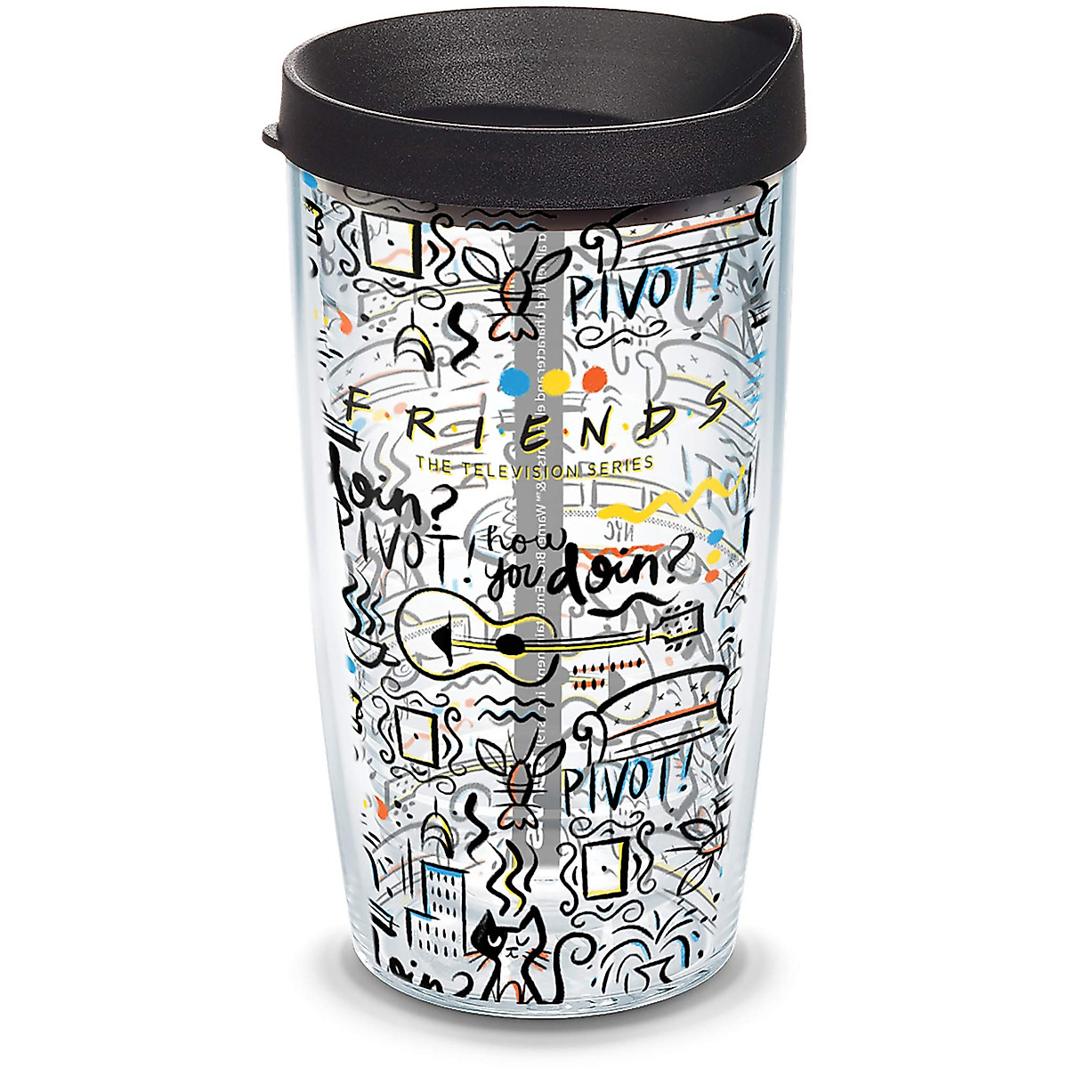 Tervis Friends Pattern Made in USA Double Walled Insulated Tumbler Travel Cup Keeps Drinks Cold & Hot, 16oz, Classic
