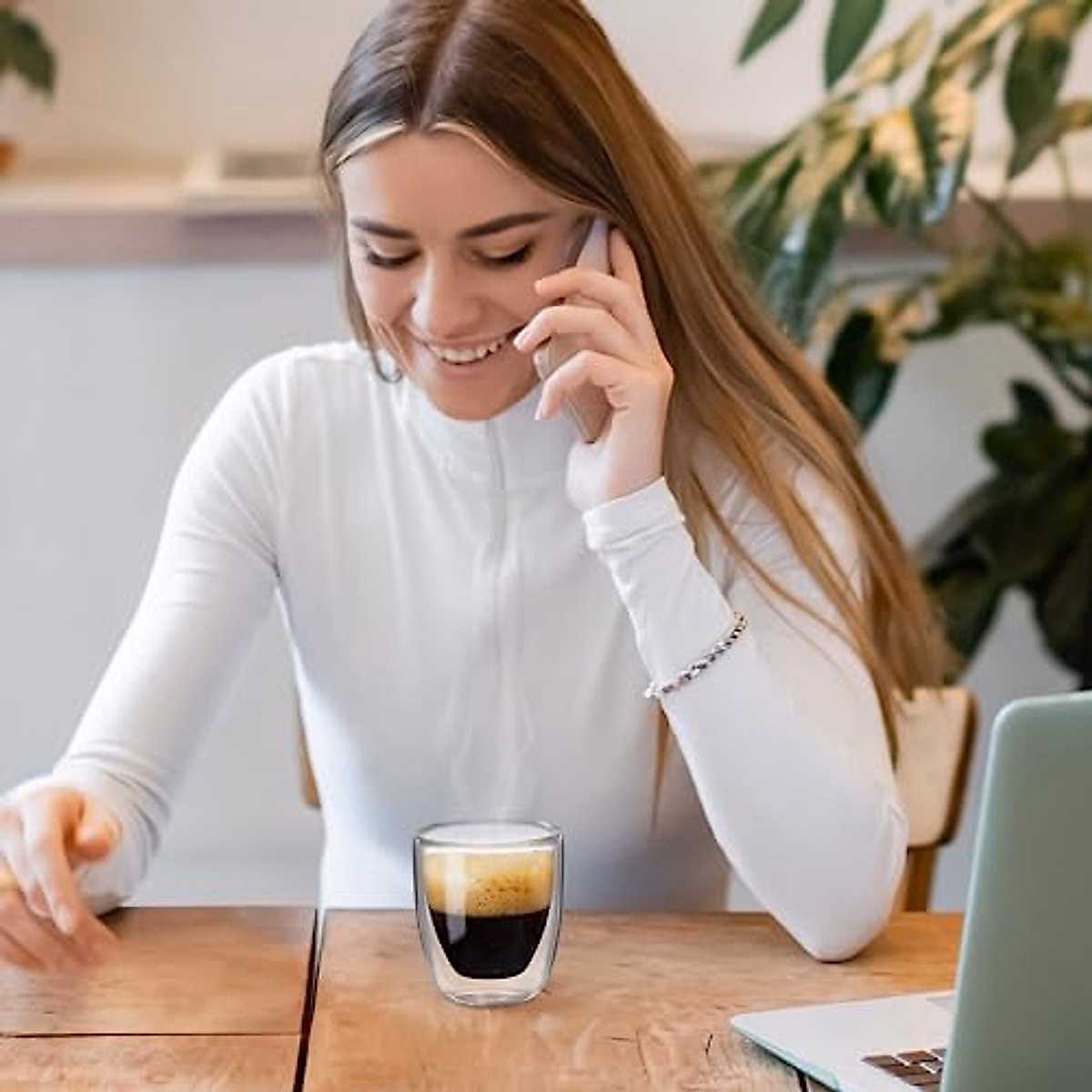 Gencywe Double Walled Espresso Cups Set of 4, 3 Ounce Clear Expresso Coffee Mugs, Espresso Shot Glasses, Double Wall Insulated Espresso Cups Suit for Espresso Machine, Microwave Safe