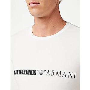 Emporio Armani mens Side Logoband Short Sleeve Fitted Fit T-shirt T Shirt, White, Large US
