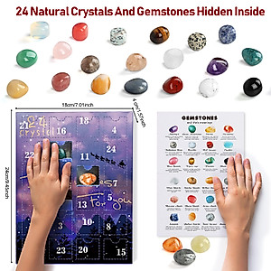 JELMOK Advent Calendar 2024, 24 Days Natural Healing Crystal Gemstones Minerals & Fossils Advent Calendar Crystals Christmas Calendar Enthusiasts Rocks Collection for Xmas Girls Boys Kids Men Women (Purple)