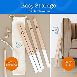 Poppyseed Play Wooden Baby Play Gym, Foldable Frame w/Hanging Bar, Tied Cotton Cord & Wooden Toys, Gender Neutral Baby Activity Set, Easy to Assemble (White Wood, Macrame Toys)