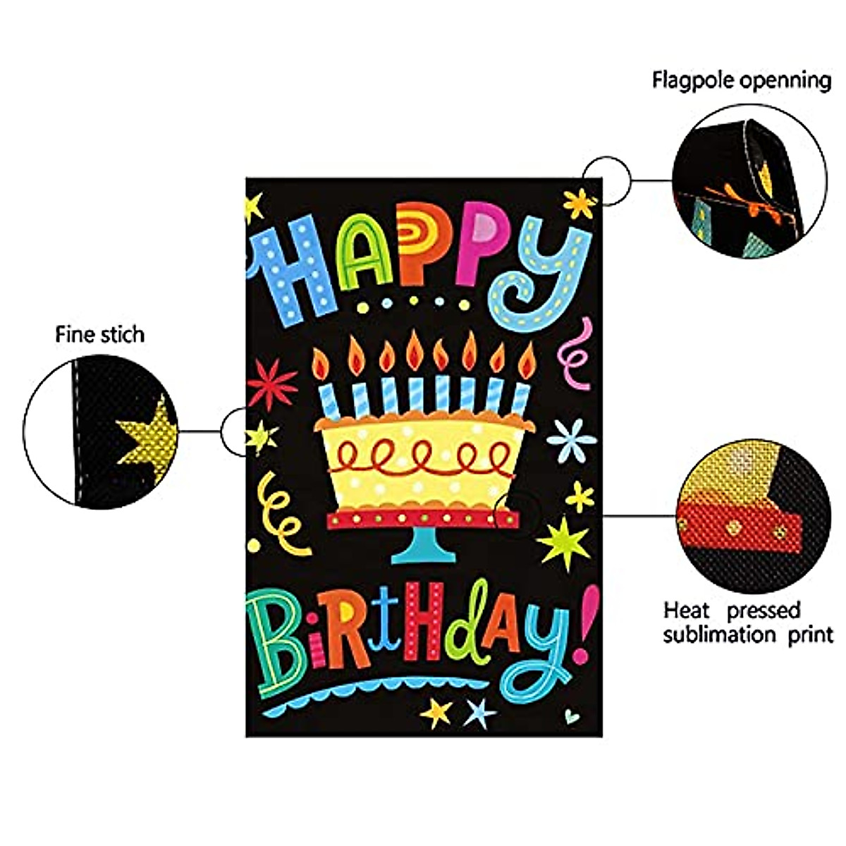 Happy Birthday Garden Flag Cartoon Double-sided Printing Flags Happy Birthday Garden Banner Linen Outdoor Lawn Signs Birthday House Sign Poster Party Flags Decorations For home Outdoor Suitable For Birthday Party (12 X 18 Inches)