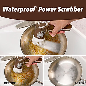 Horsepower Scrubber AS-SEEN-ON-TV Waterproof Rechargeable Handheld 350 RPM Includes 5 Brush Heads, Blast Away Dirt & Grime, Tile Grout, Bathrooms, Kitchen, Auto Rims, Outdoor Furniture, 2 Pack