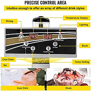 VEVOR Commercial Slushy Machine, 15L Tank Commercial Margarita Machine, 500W Stainless Steel Frozen Drink Machine, Temperature Slush 26.6°F to 28.4°F Margarita Slush Maker, Perfect for Cafes Bars
